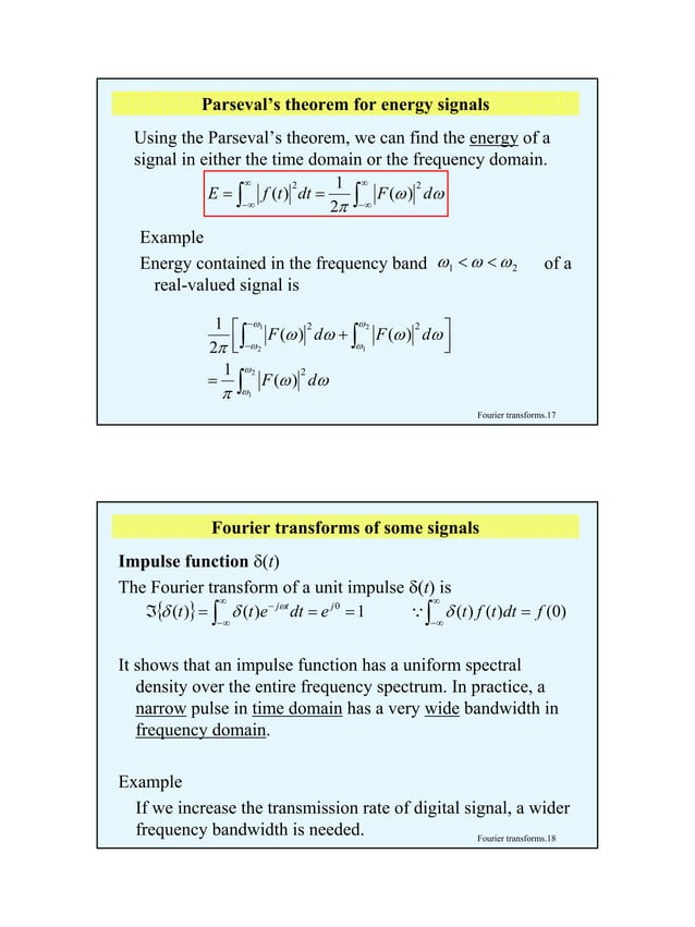 Fourier Transform Ppt And Material For Mathematics Subject Pdf