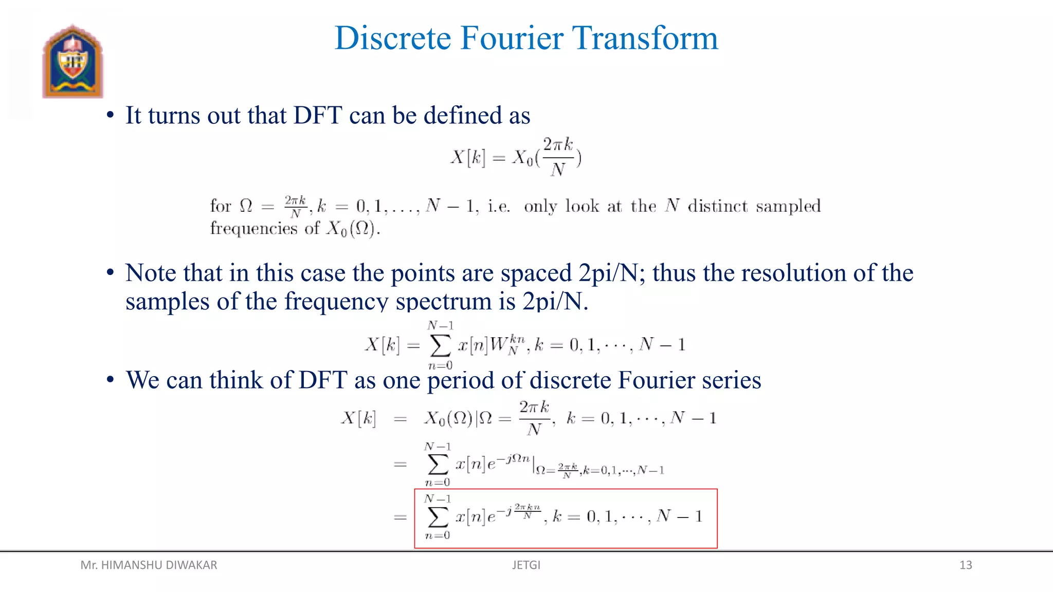 Fourier transforms of discrete signals (DSP) 5 | PPT