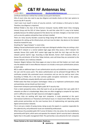 Four key points for smart city public wifi security -- C&T RF Antennas ...