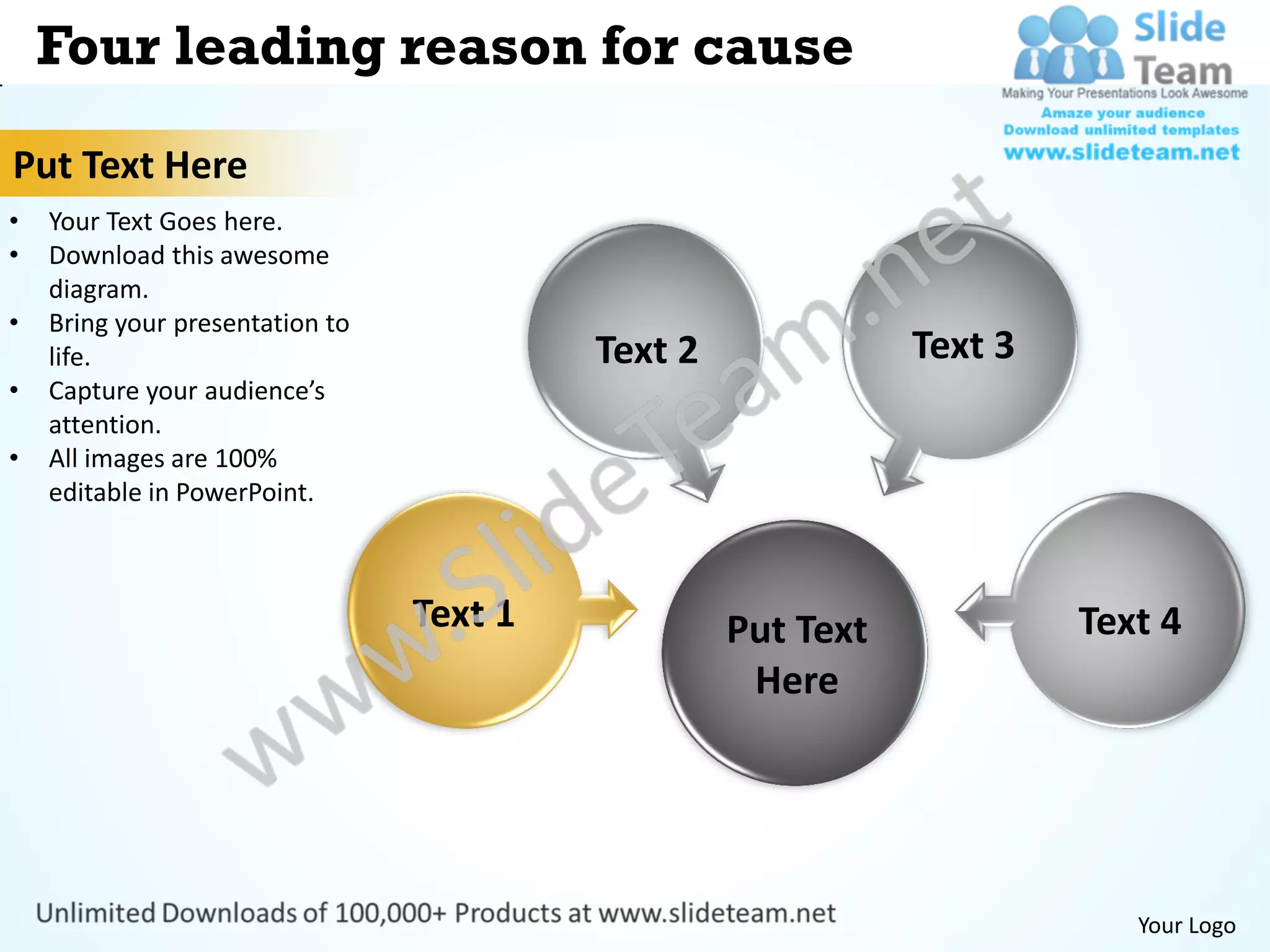 Four leading reason for cause cycle process diagram power point slides ...