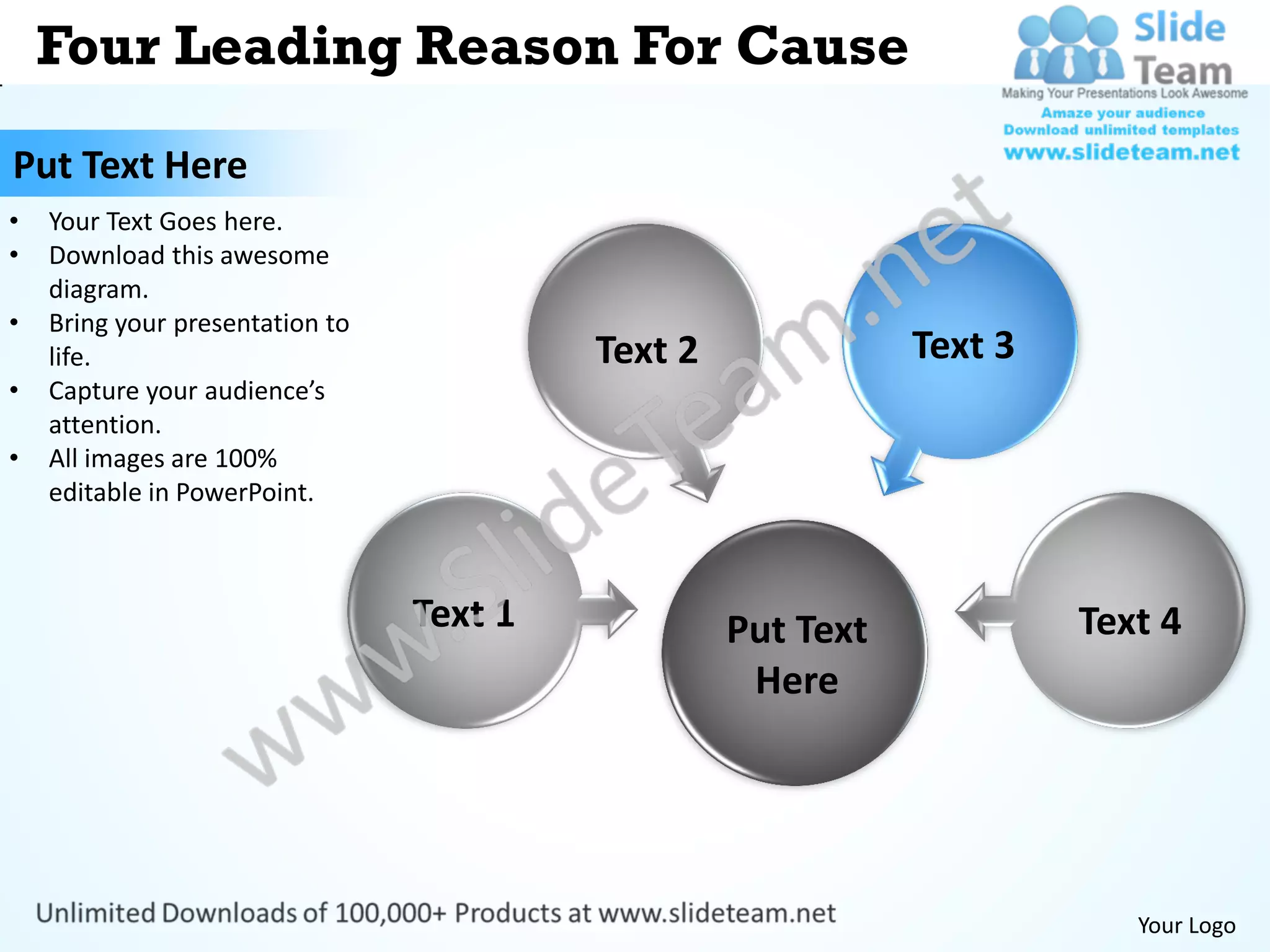 Four leading reason for cause cycle process diagram power point slides ...