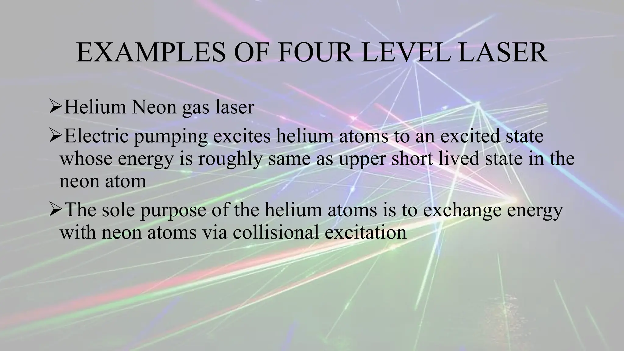 FOUR LEVEL LASER, physics ppt on laser, four level | PDF