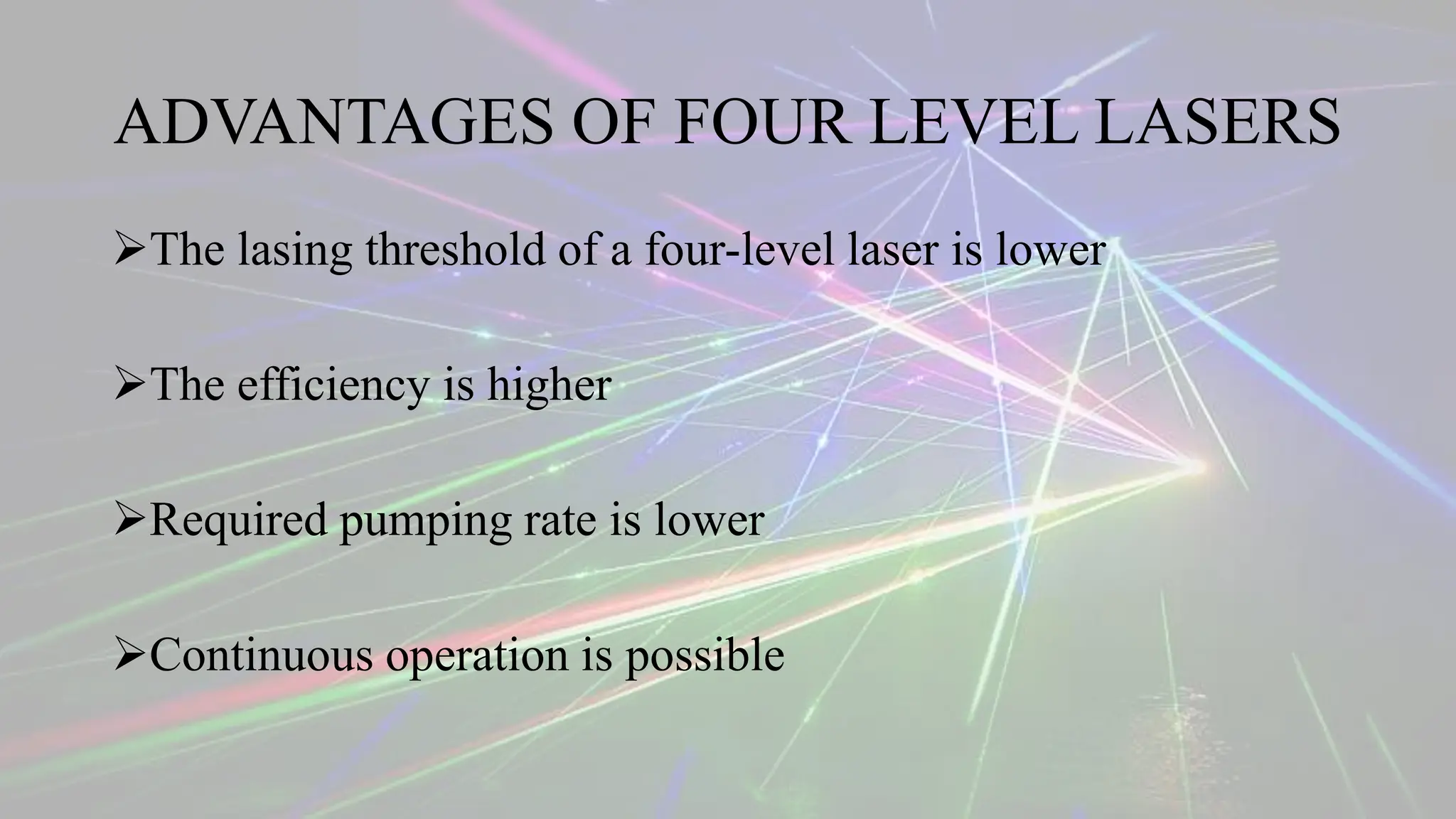 FOUR LEVEL LASER, physics ppt on laser, four level | PDF
