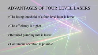 FOUR LEVEL LASER, physics ppt on laser, four level | PDF