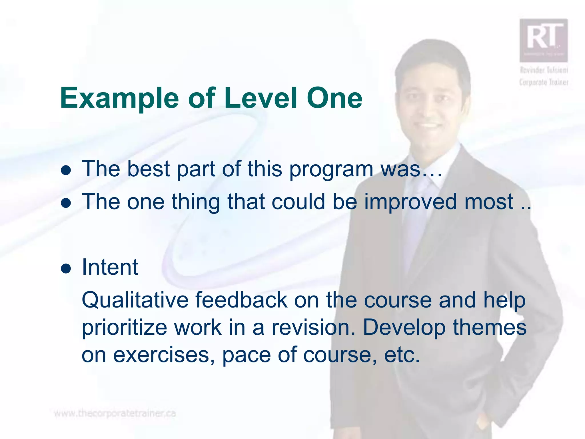 Four Levels Of Evaluation (Kirkpatrick Model) By Ravinder Tulsiani | PPTX