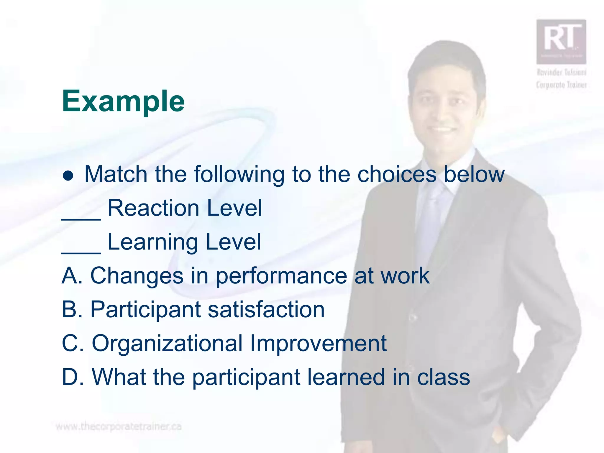 Four Levels Of Evaluation (Kirkpatrick Model) By Ravinder Tulsiani | PPTX
