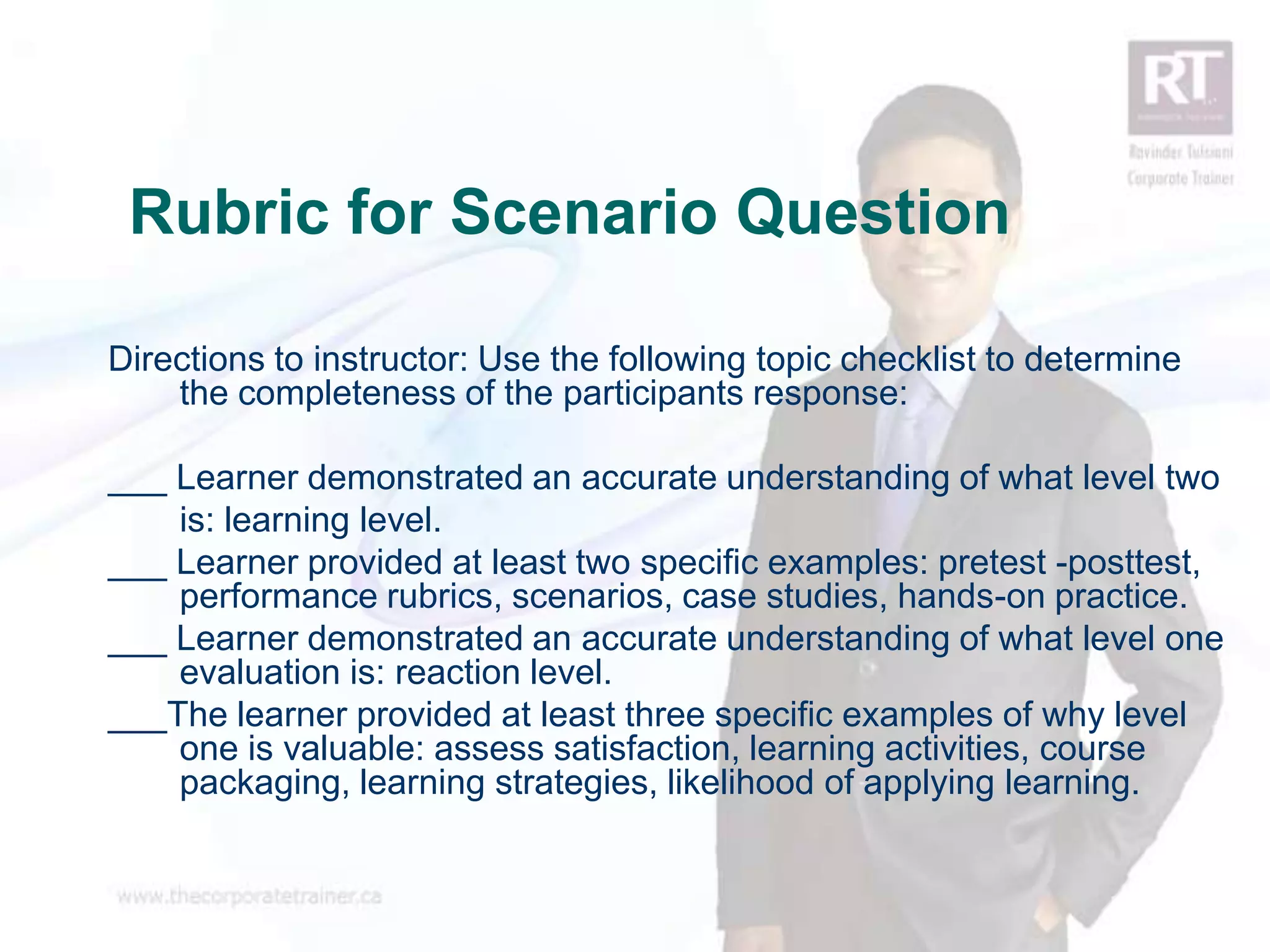 Four Levels Of Evaluation (Kirkpatrick Model) By Ravinder Tulsiani | PPTX