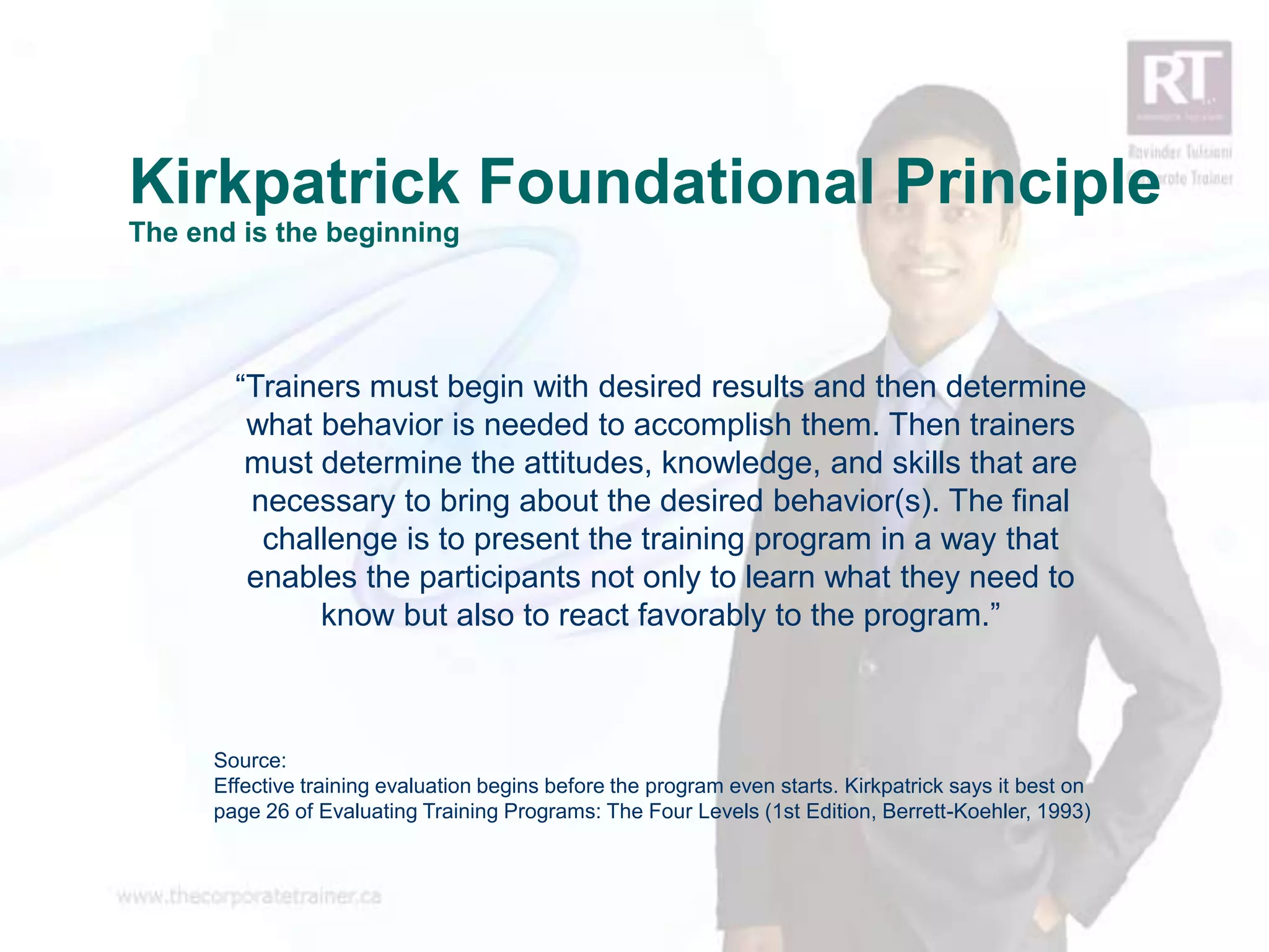 Four Levels Of Evaluation (Kirkpatrick Model) By Ravinder Tulsiani | PPTX