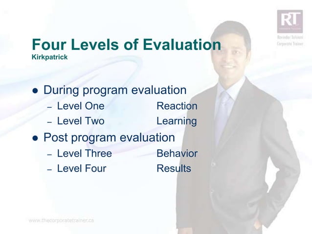 Four Levels Of Evaluation (Kirkpatrick Model) By Ravinder Tulsiani | PPT