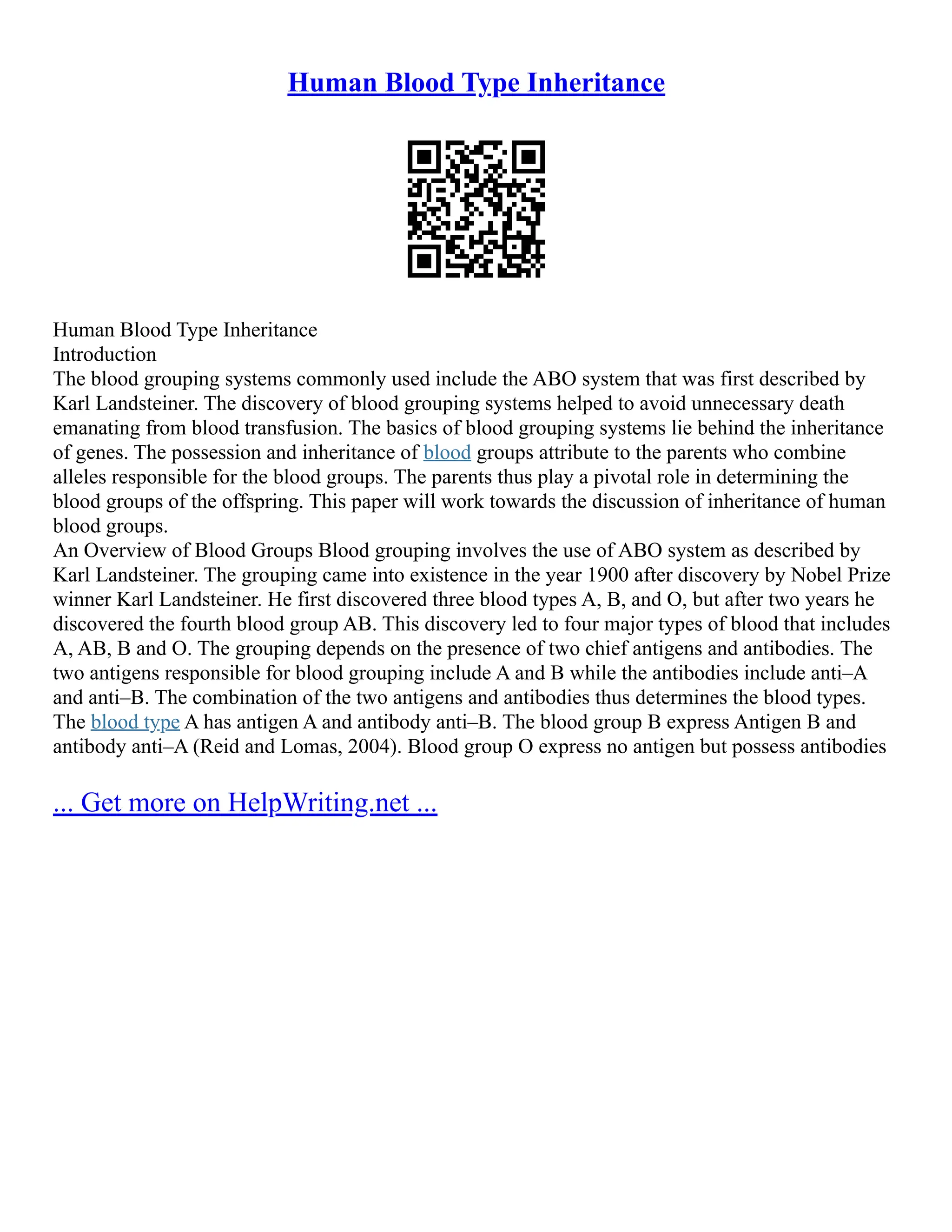 Four Major Blood Types | PDF