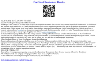 Four Moral Development Theories | PDF