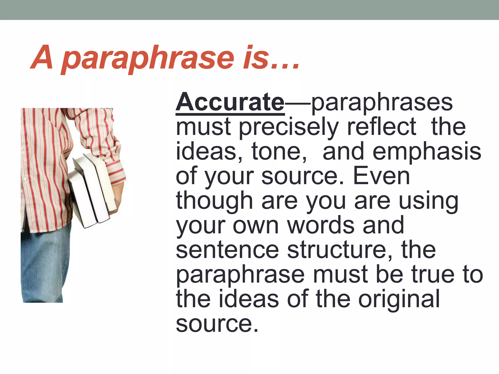 Four parts to an effective paraphrase | PPT