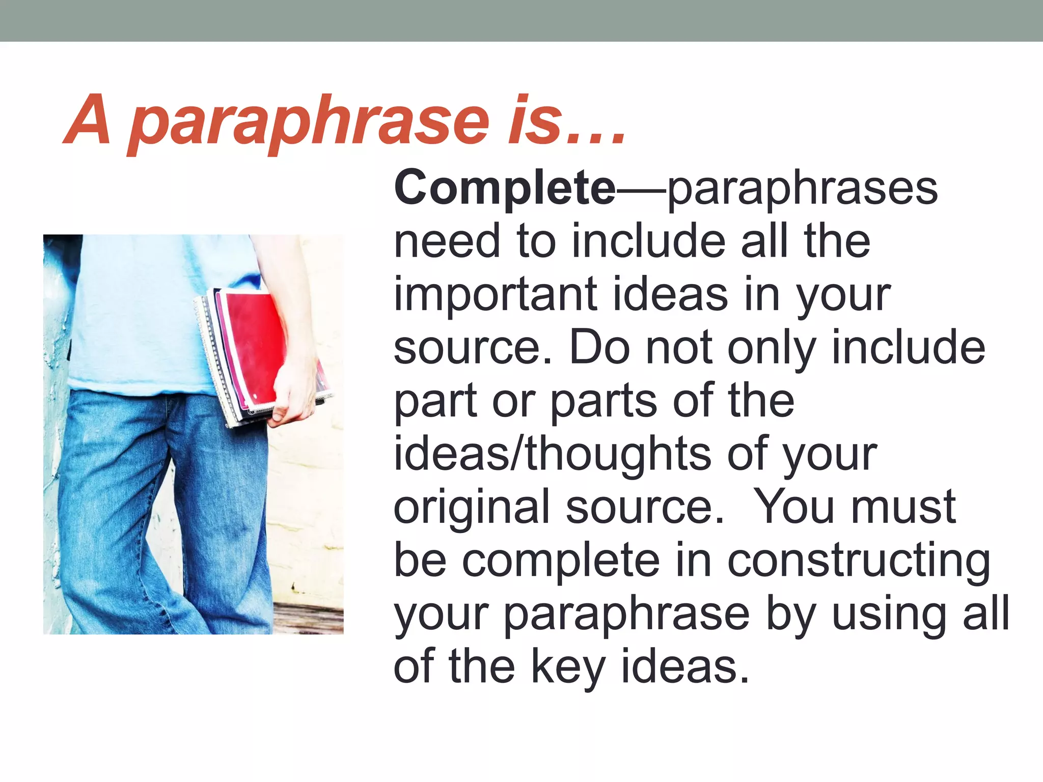 Four parts to an effective paraphrase | PPT