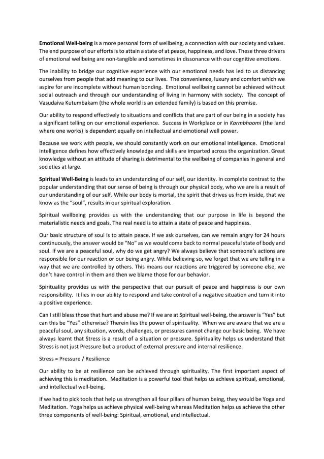 Four Pillars of Human Well-Being | PDF