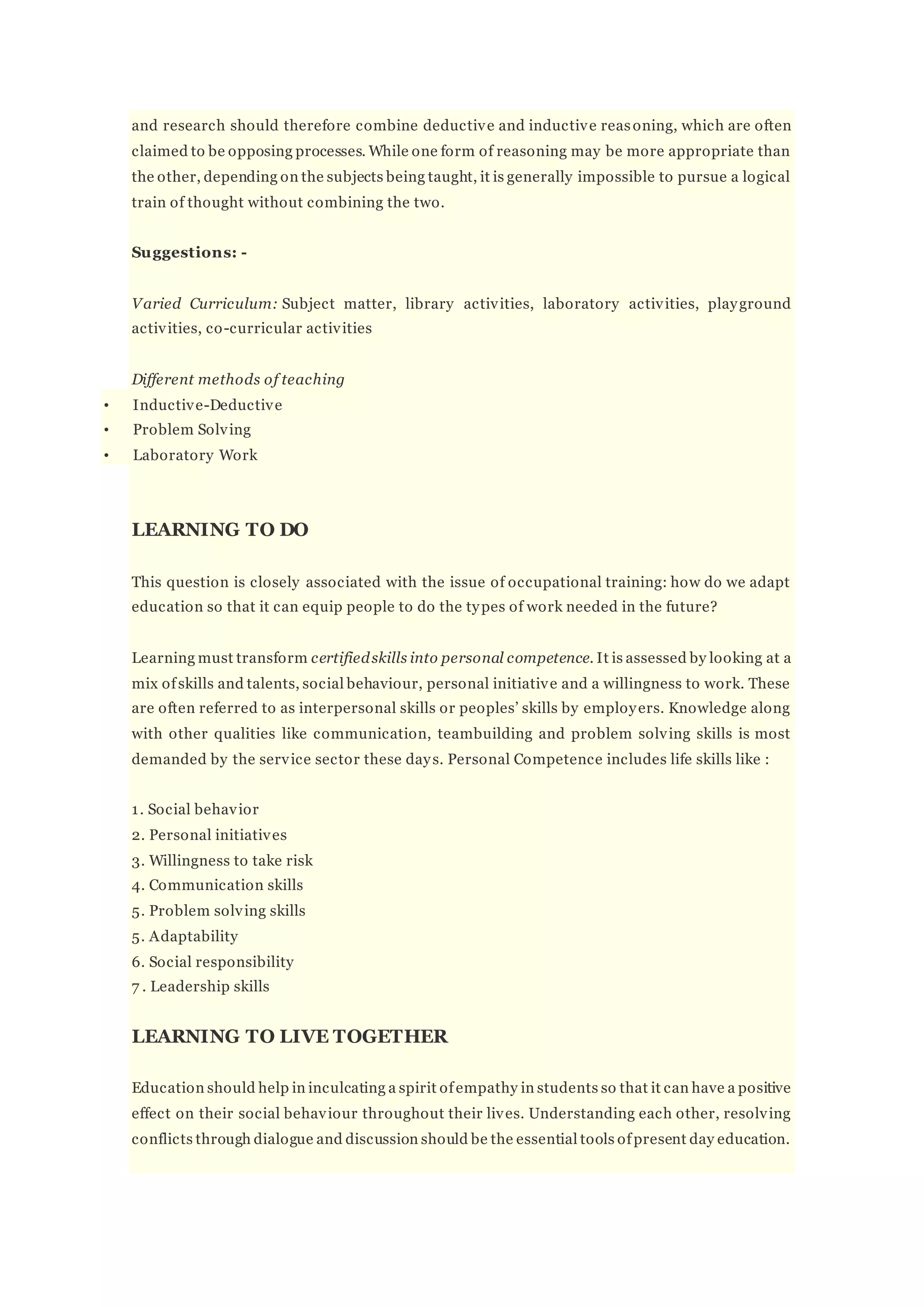 Four pillars of education | DOCX