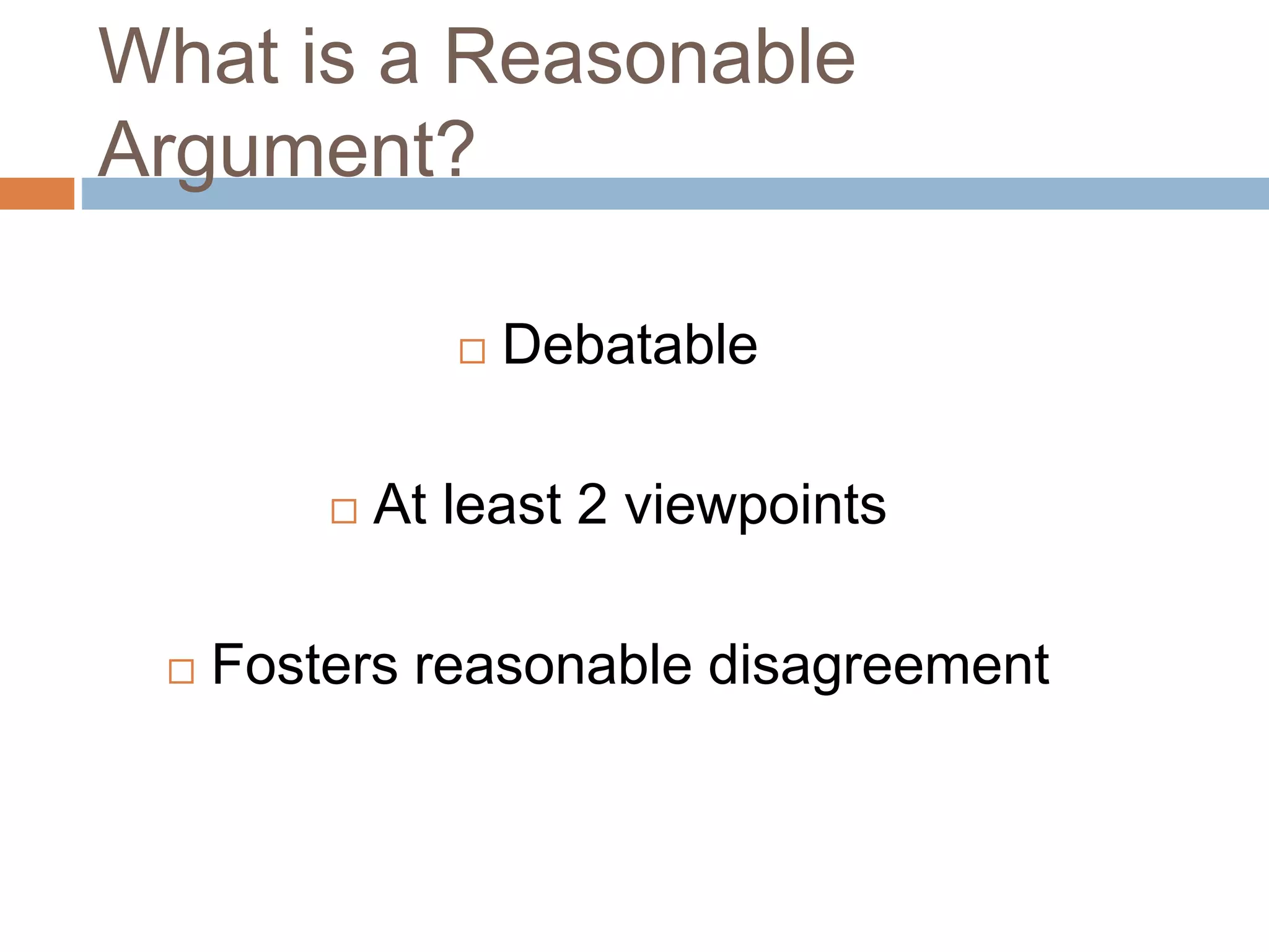 Constructing Reasonable Academic Arguments | PPTX