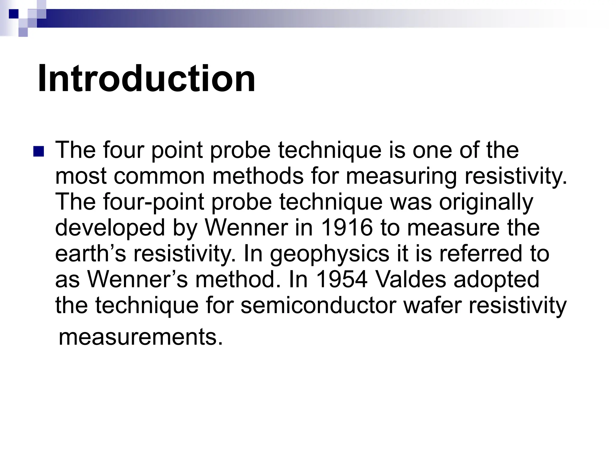 For Four Point Probe Technique.ppt for best | PPT