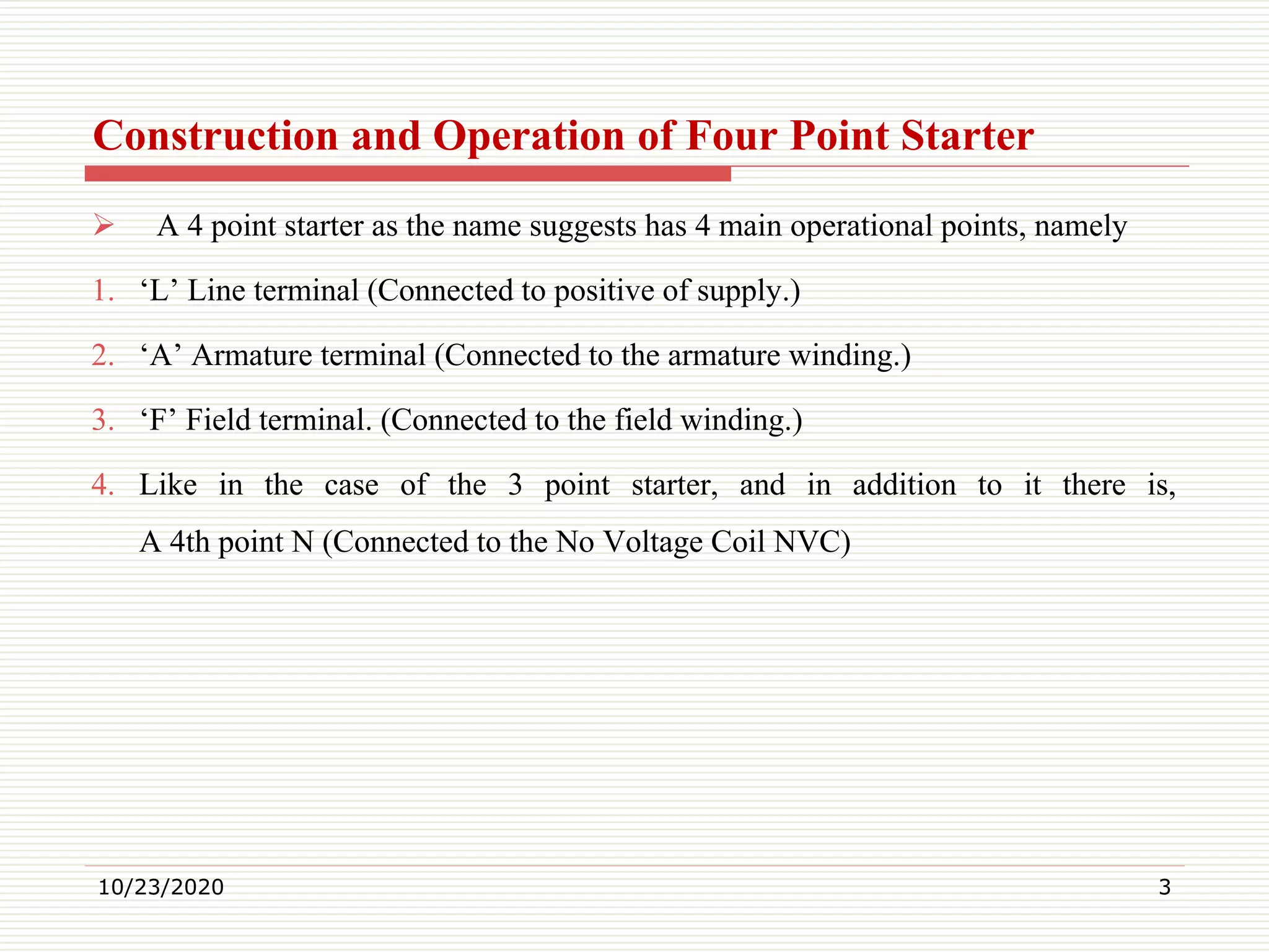Four Point Starter: Diagram and Working Principle | PDF