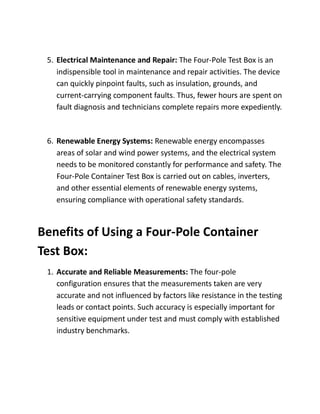 Four Pole Container Test Box - Technical Specifications, Usage, and ...