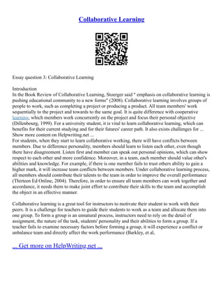 Four Principles Of Collaborative Learning | PDF