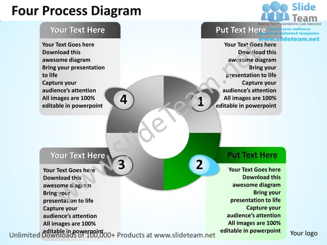 Four process diagram powerpoint templates 0712 | PPT