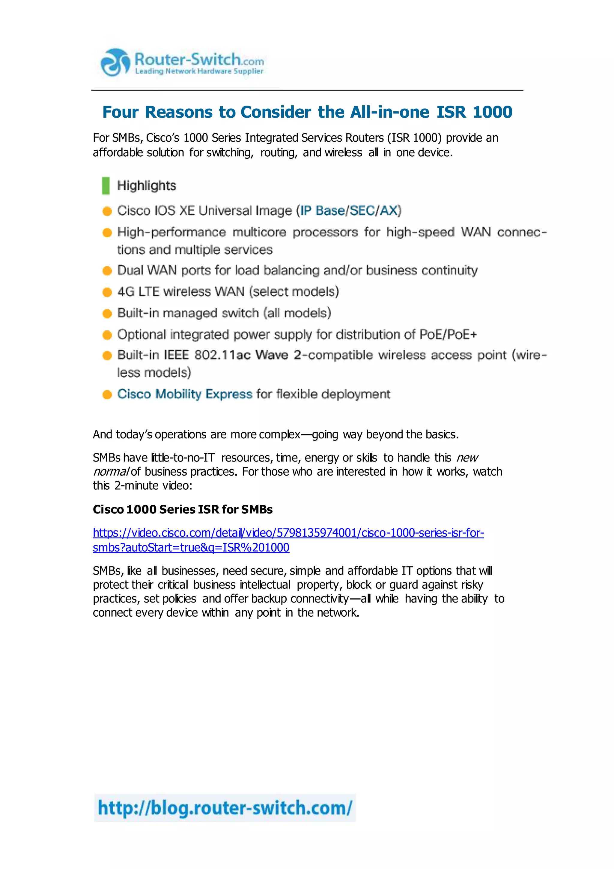 Four reasons to consider the all in-one isr 1000 | DOCX