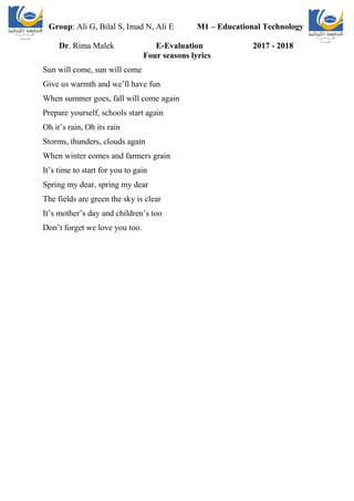 Four seasons lesson plan for kg | PDF