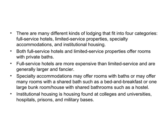 Four segments of hospitality and tourism | PPT | Hospitality Industry ...