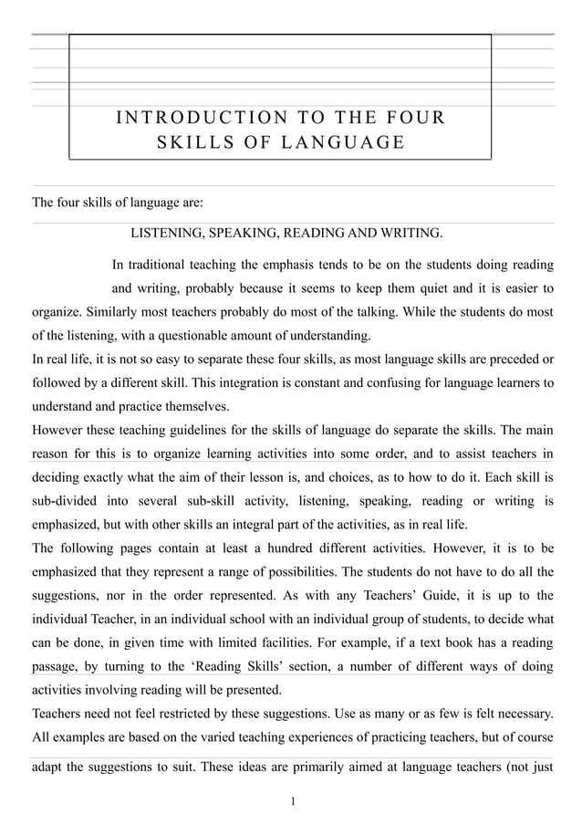 Four skills of language | PDF