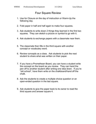 Four squarereview L_Gibson_2012 | DOCX