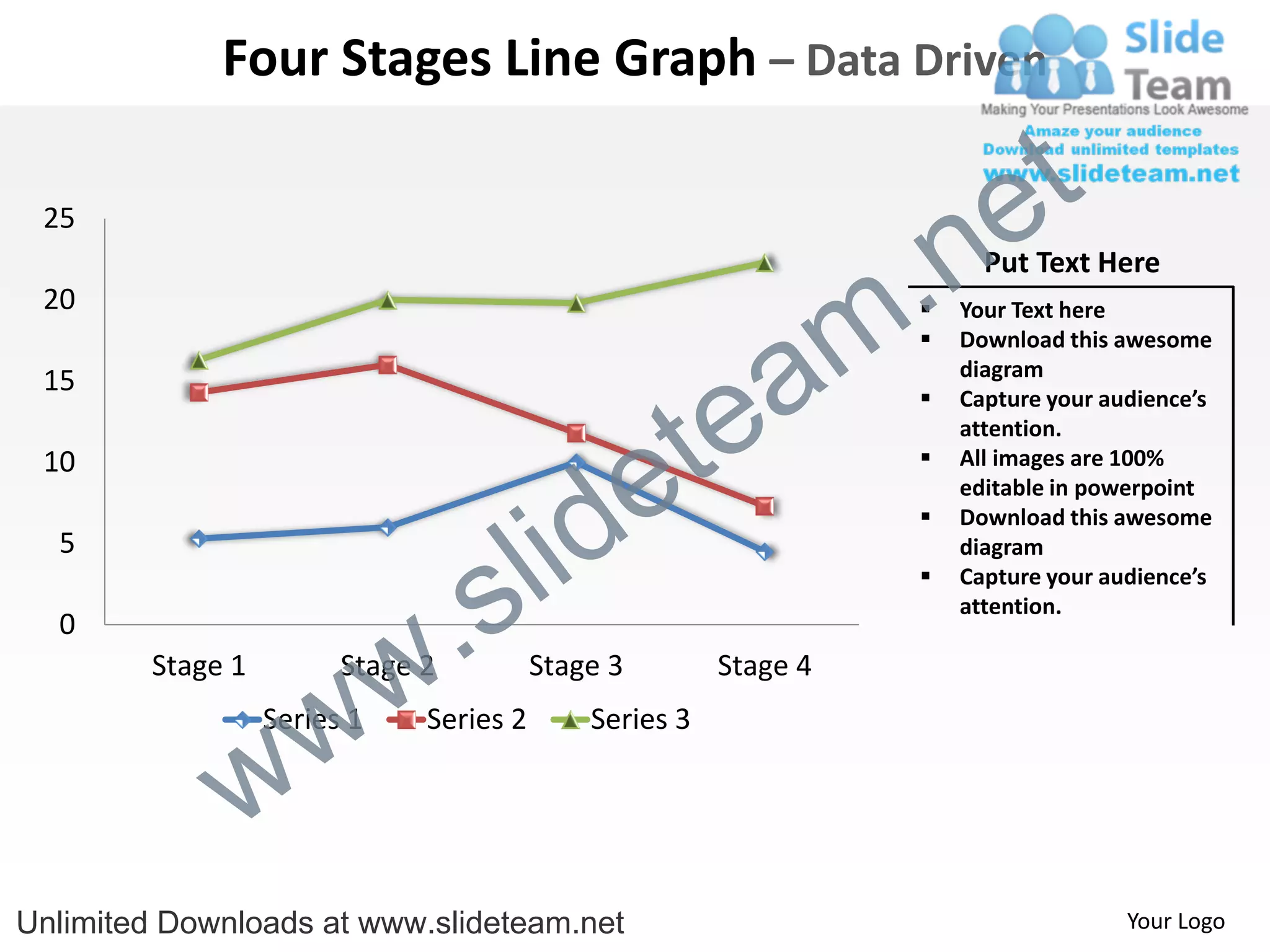 Four stages line graph powerpoint diagrame templates 0712 | PDF ...