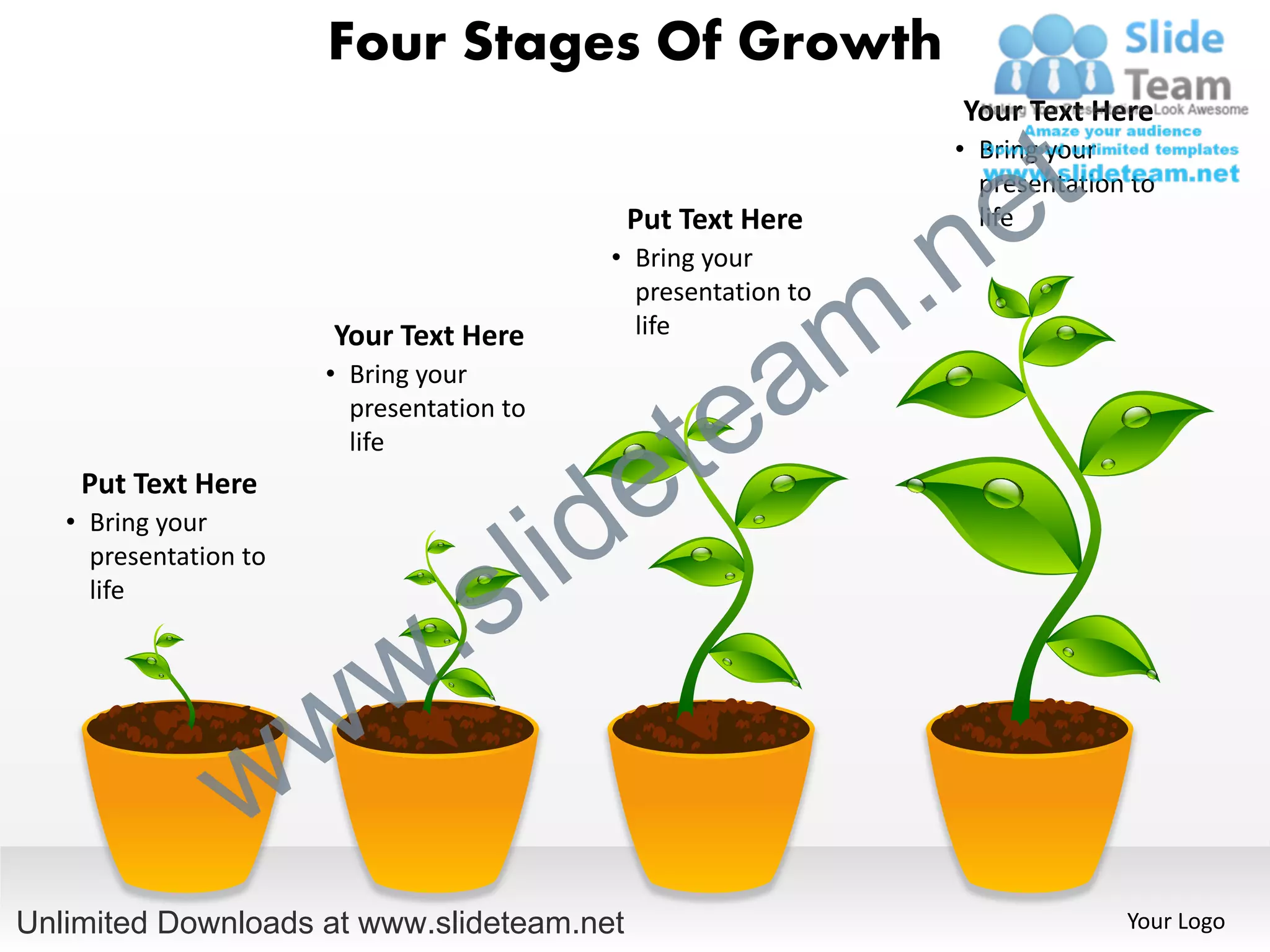 Four stages of growth powerpoint diagrame templates 0712 | PPT