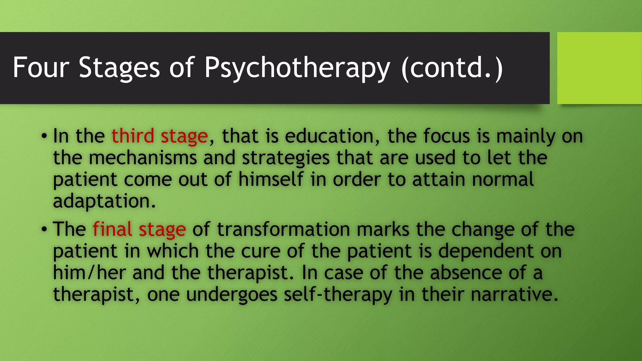 Four stages of psychotherapy | PPTX