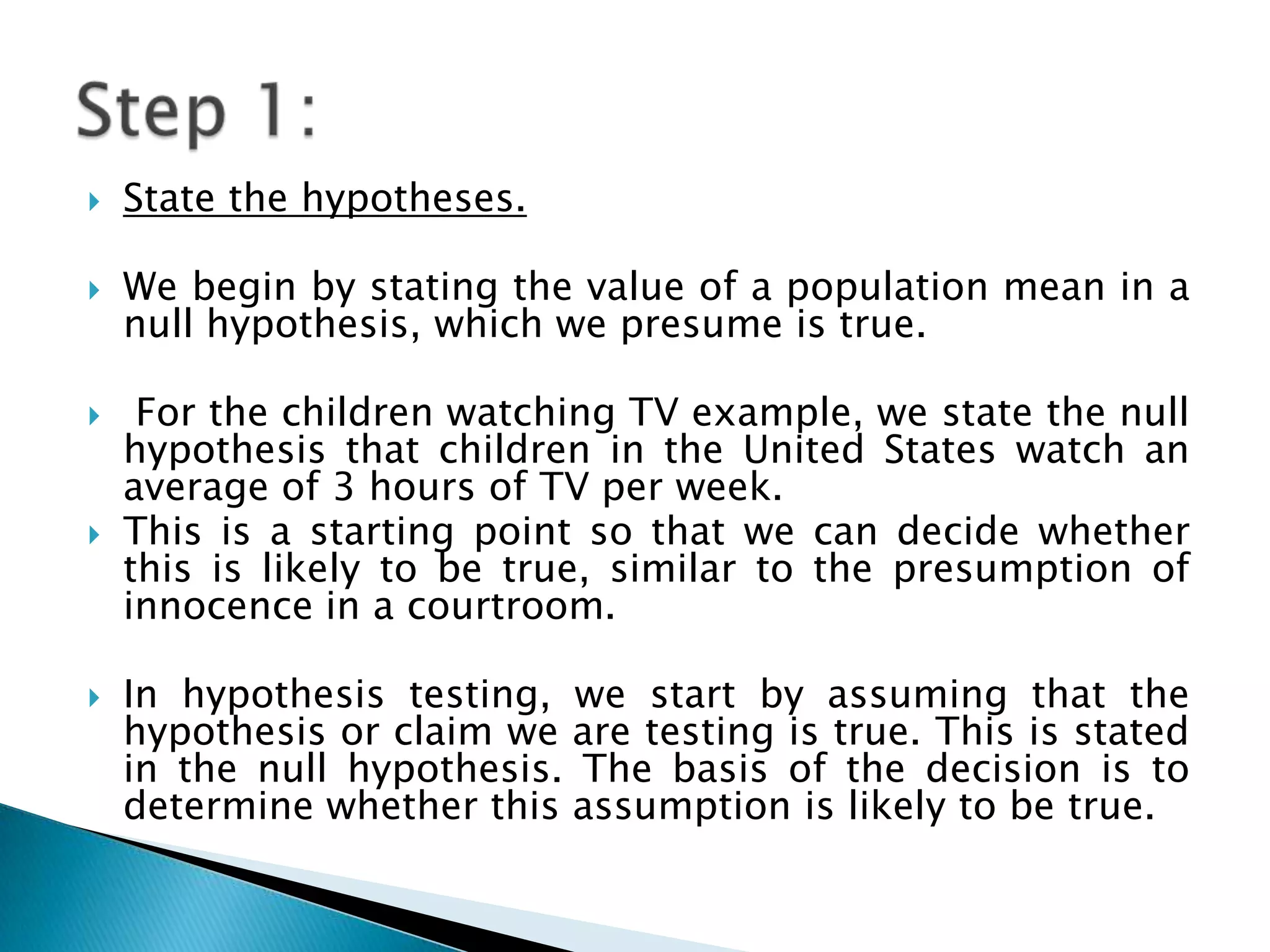 Four steps to hypothesis testing | PPTX