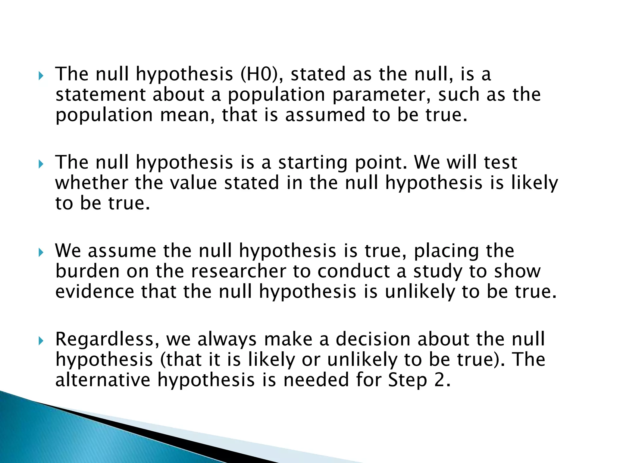 Four steps to hypothesis testing | PPTX