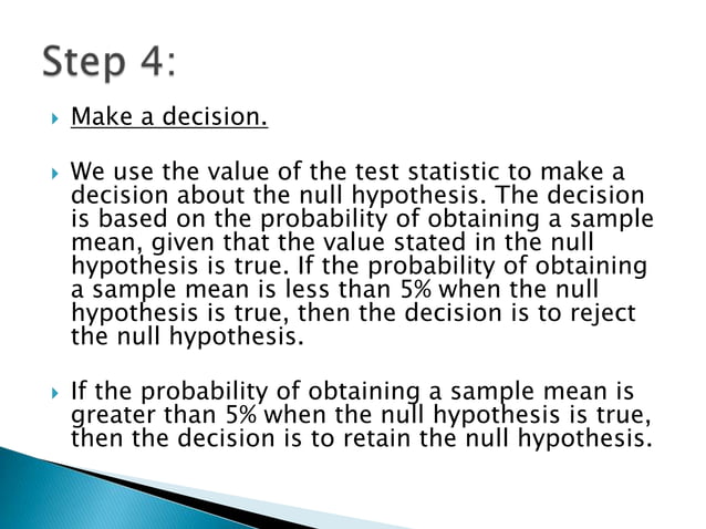 Four steps to hypothesis testing | PPTX