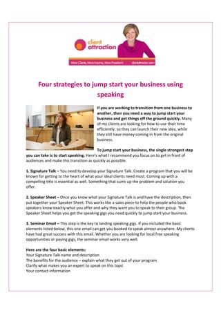 Four strategies to jump start your business using speaking | PDF ...
