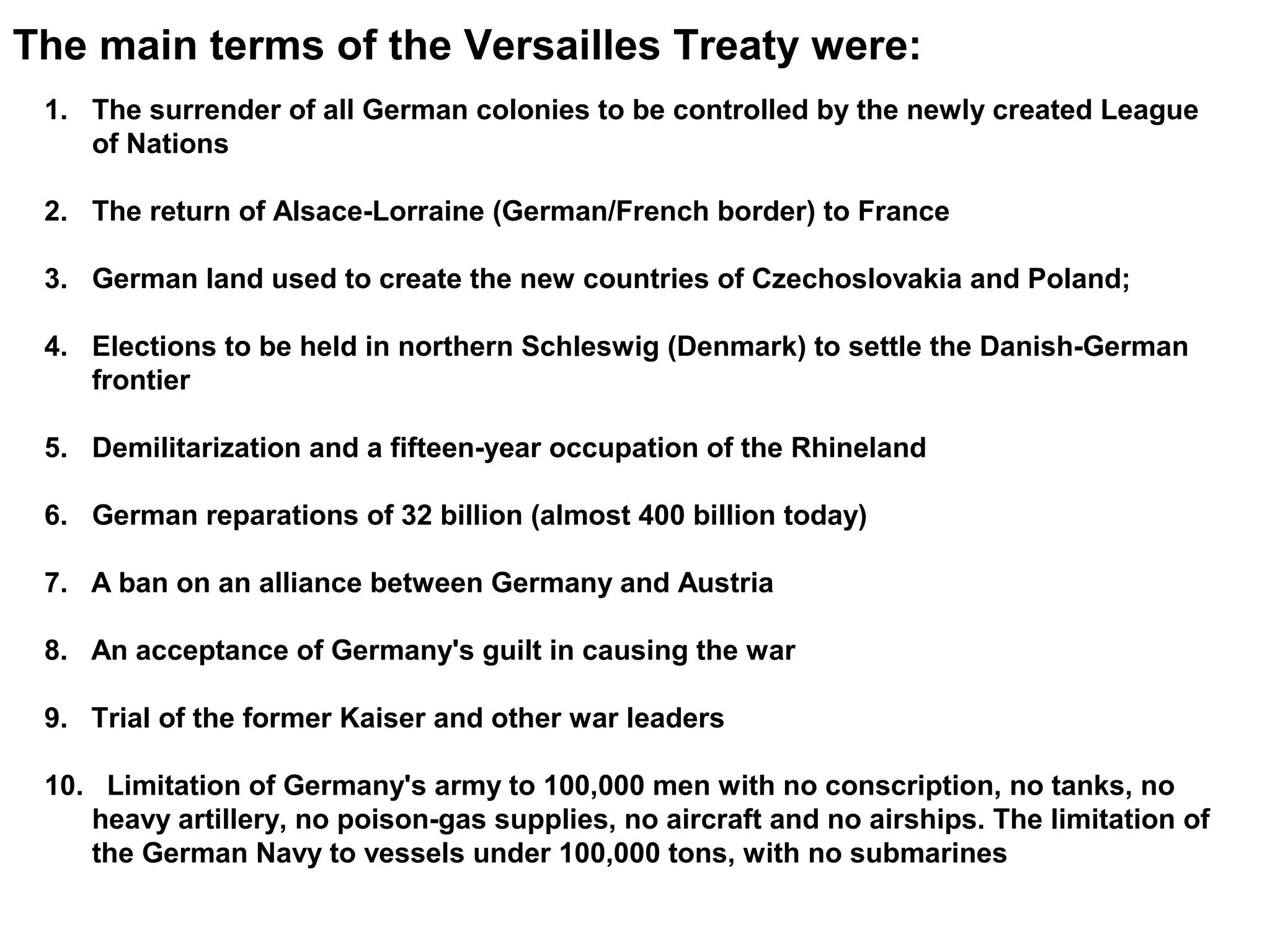 The Fourteen Points and The Treaty of Versailles | PPT