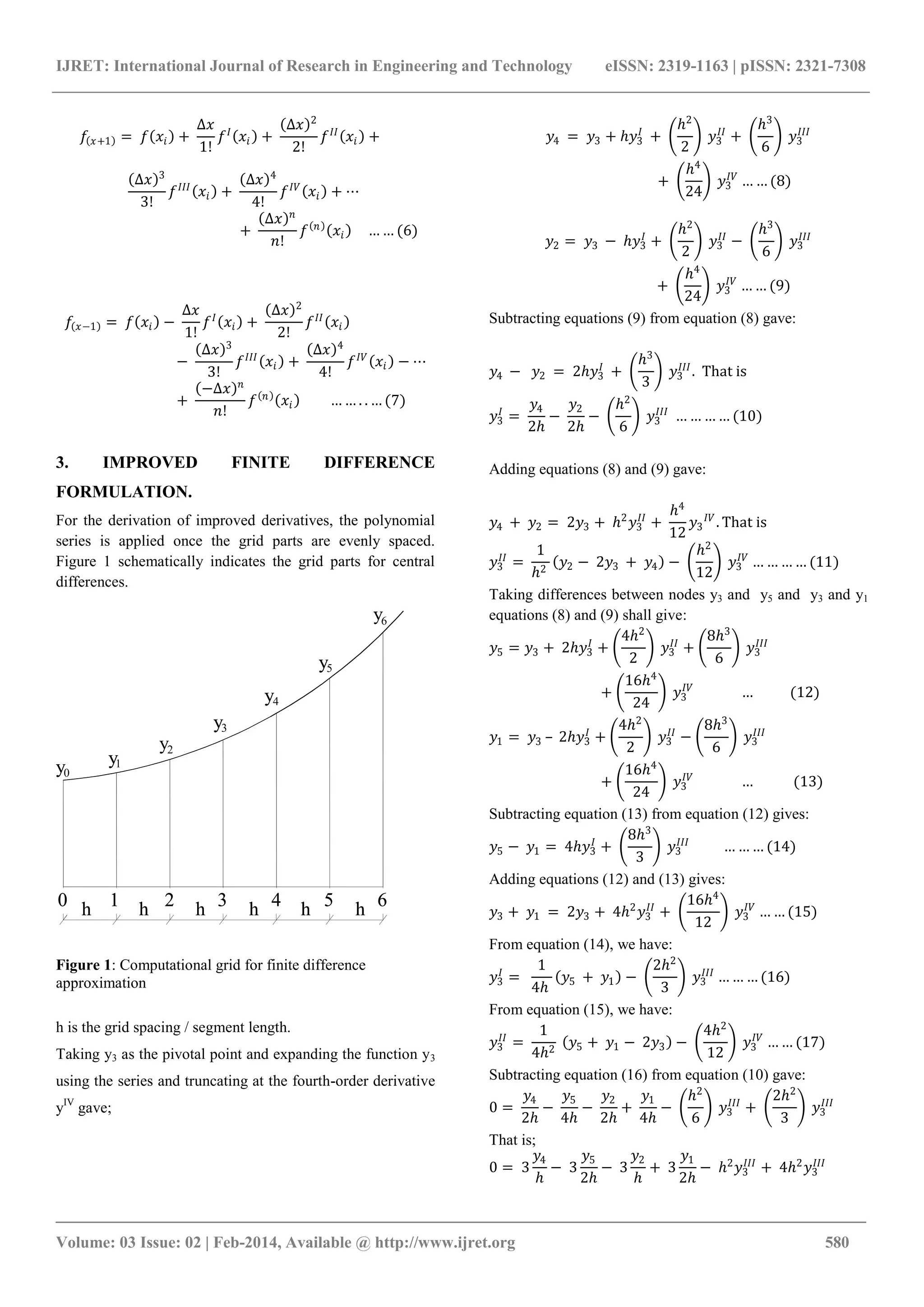 Fourth Order Improved Finite Difference Approach To Pure Bending