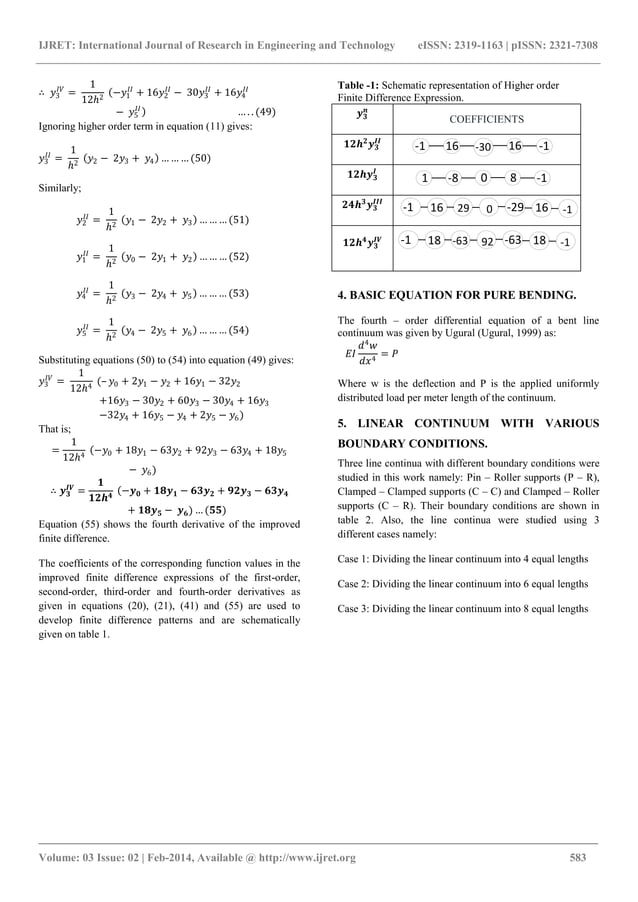 Fourth order improved finite difference approach to pure bending analysis of line continuum. | PDF