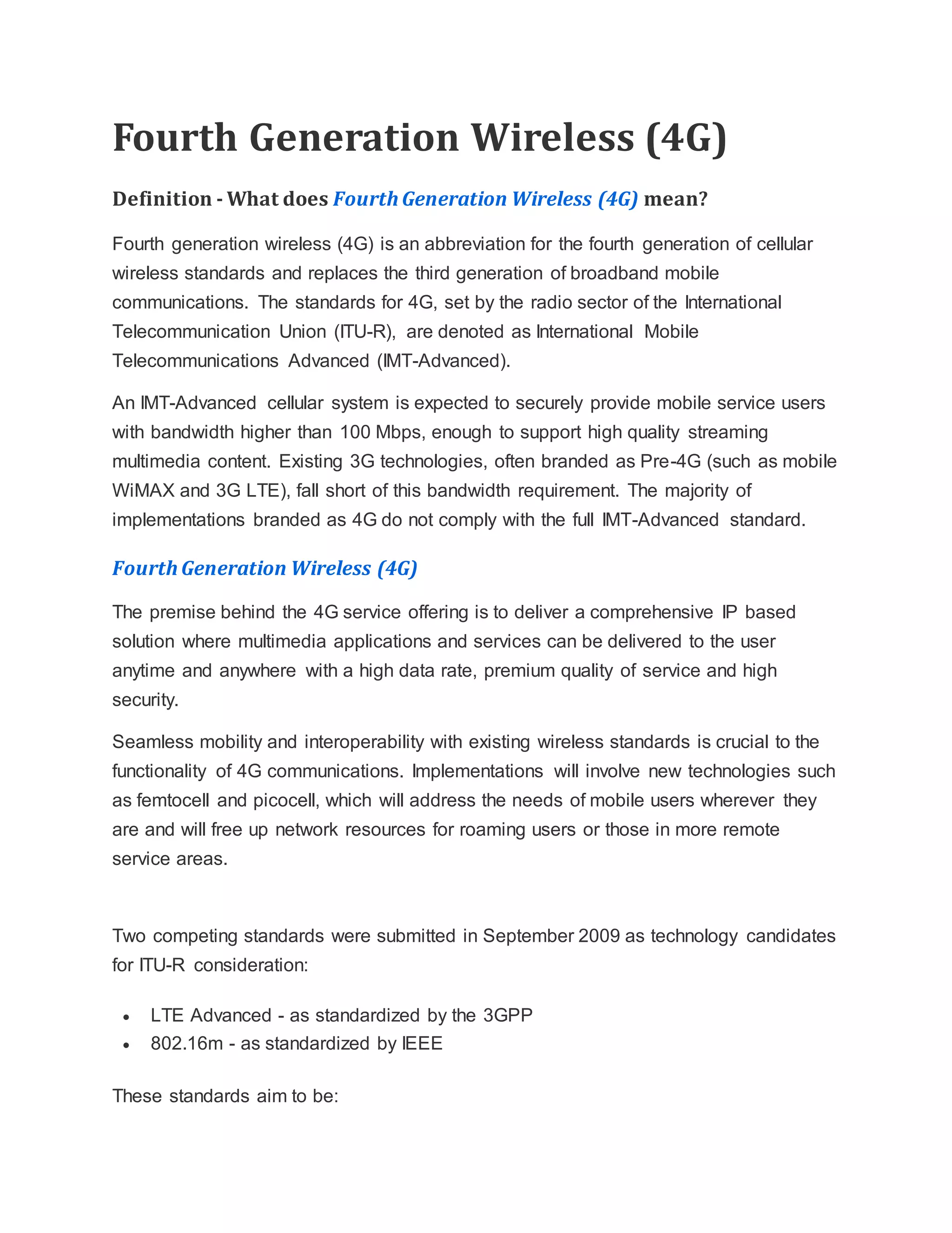 Fourth generation wireless | DOCX