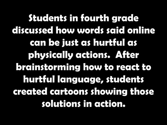 Fourth Grade Cyber Bullying Calm Down Cartoons | PPTX