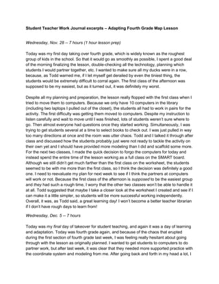 Fourth Grade Map Journal excerpts | DOCX