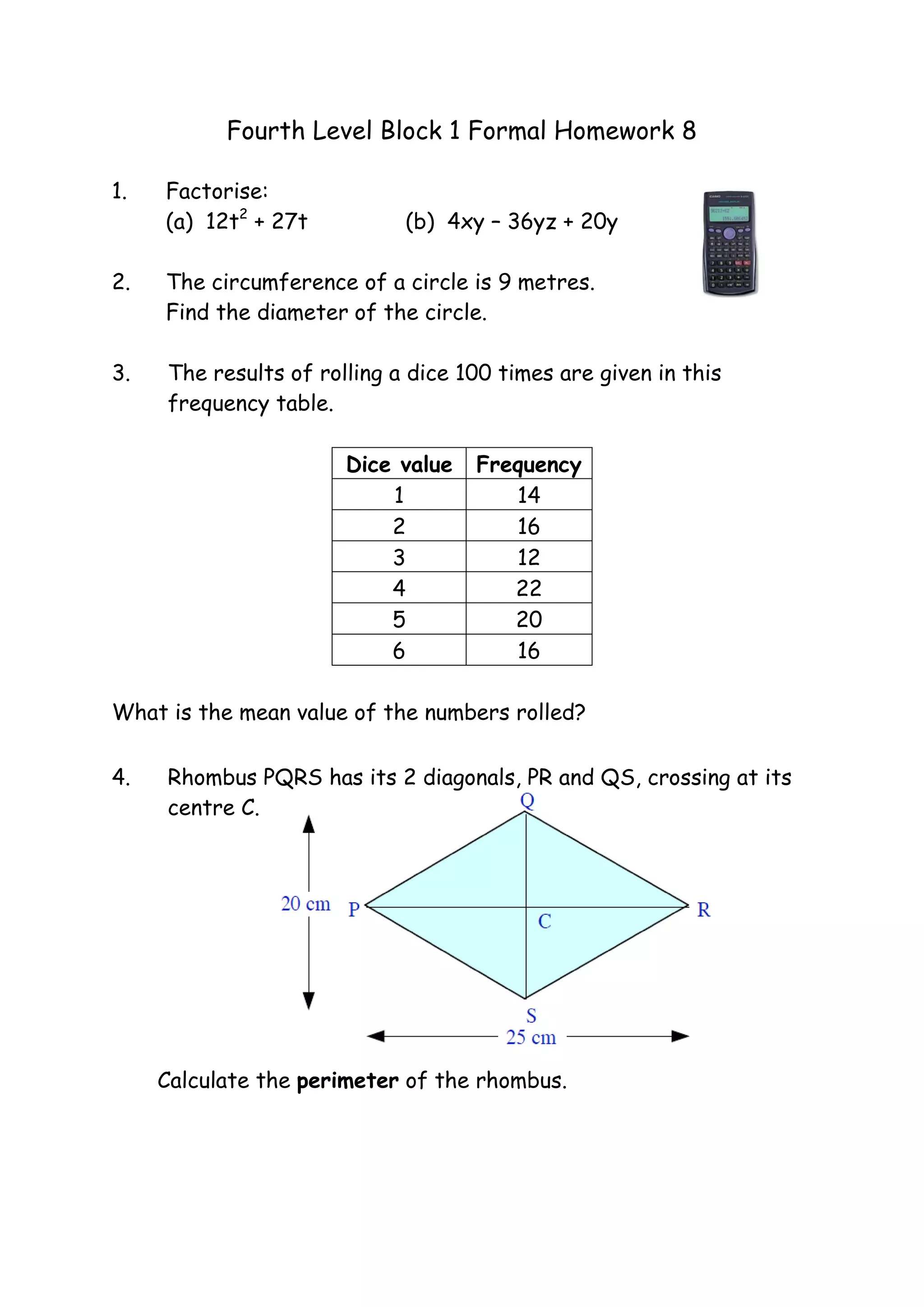 Fourth level block 1 formal homework | PDF