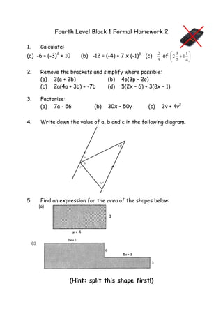 Fourth level block 1 formal homework | PDF