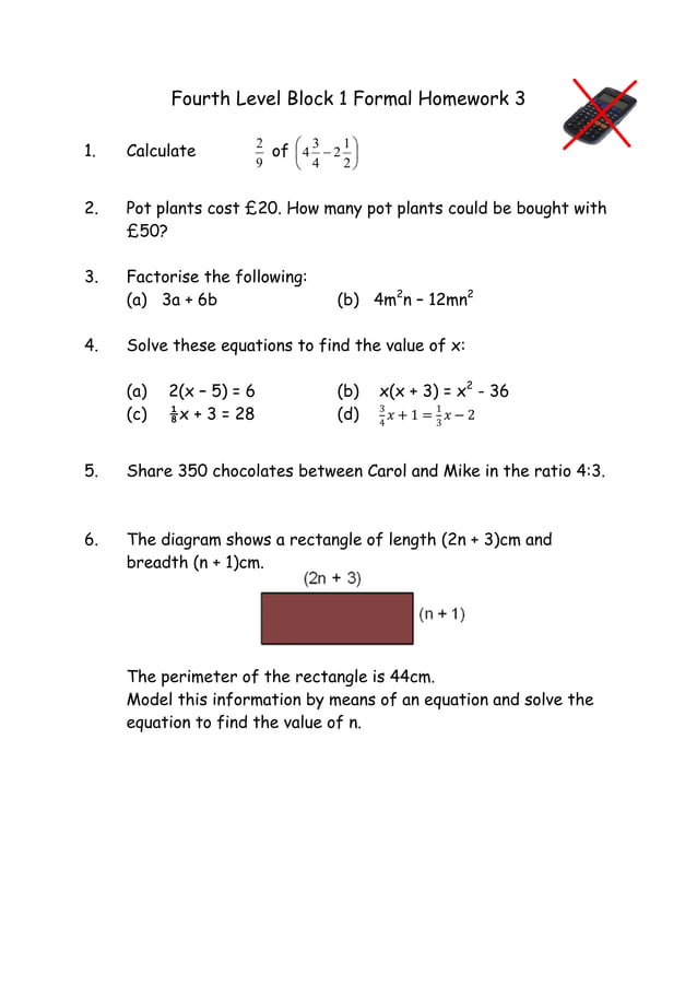 Fourth level block 1 formal homework | PDF