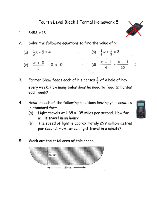 Fourth level block 1 formal homework | PDF