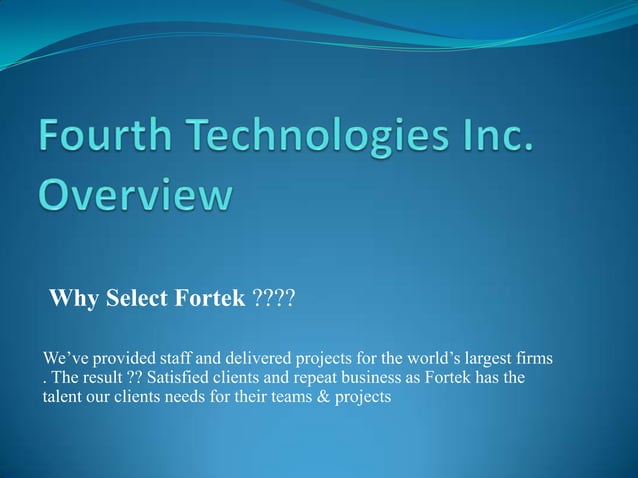 Fourth technologies inc. | PPTX