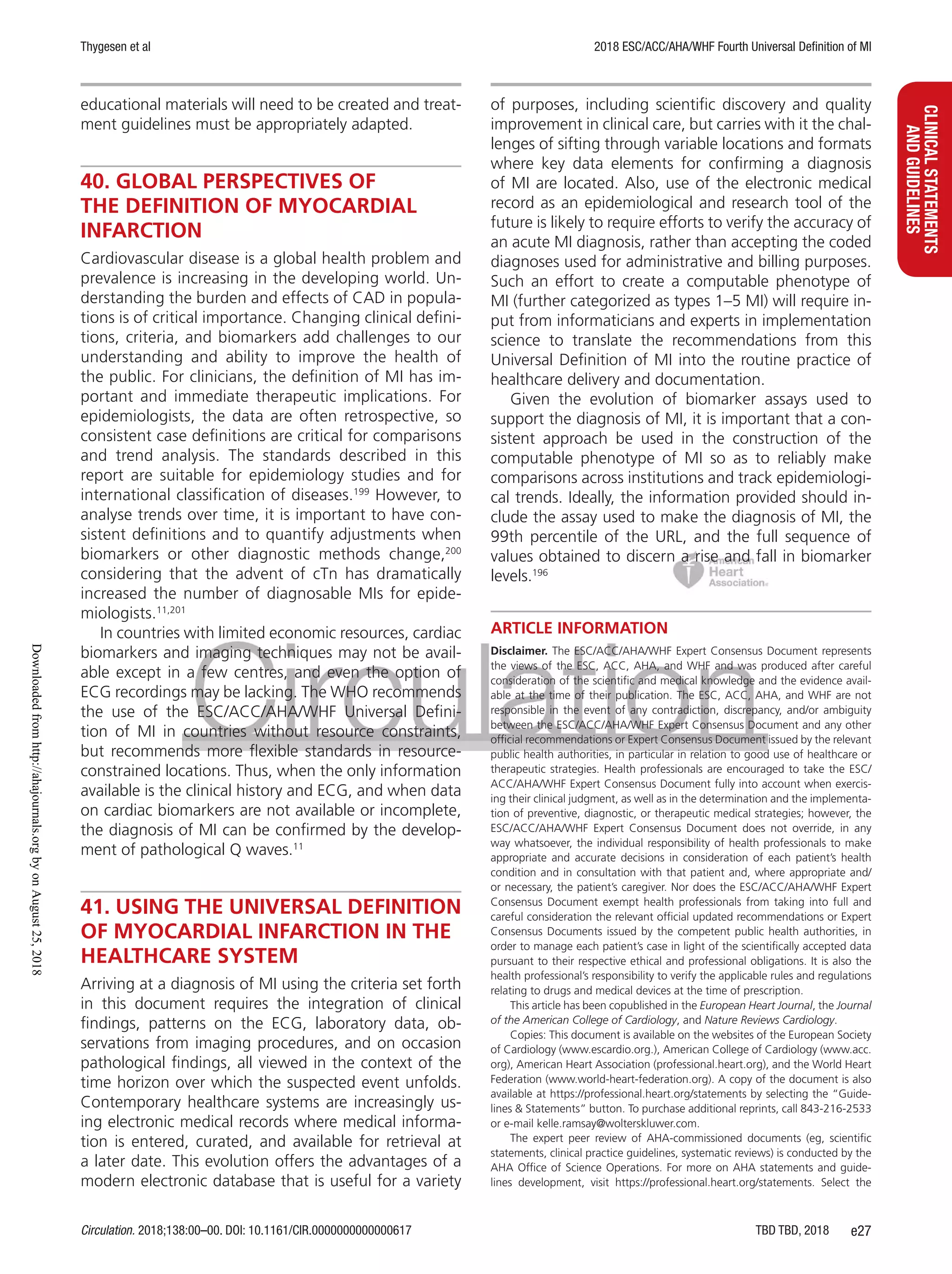 Fourth universal definition of myocardial | PDF