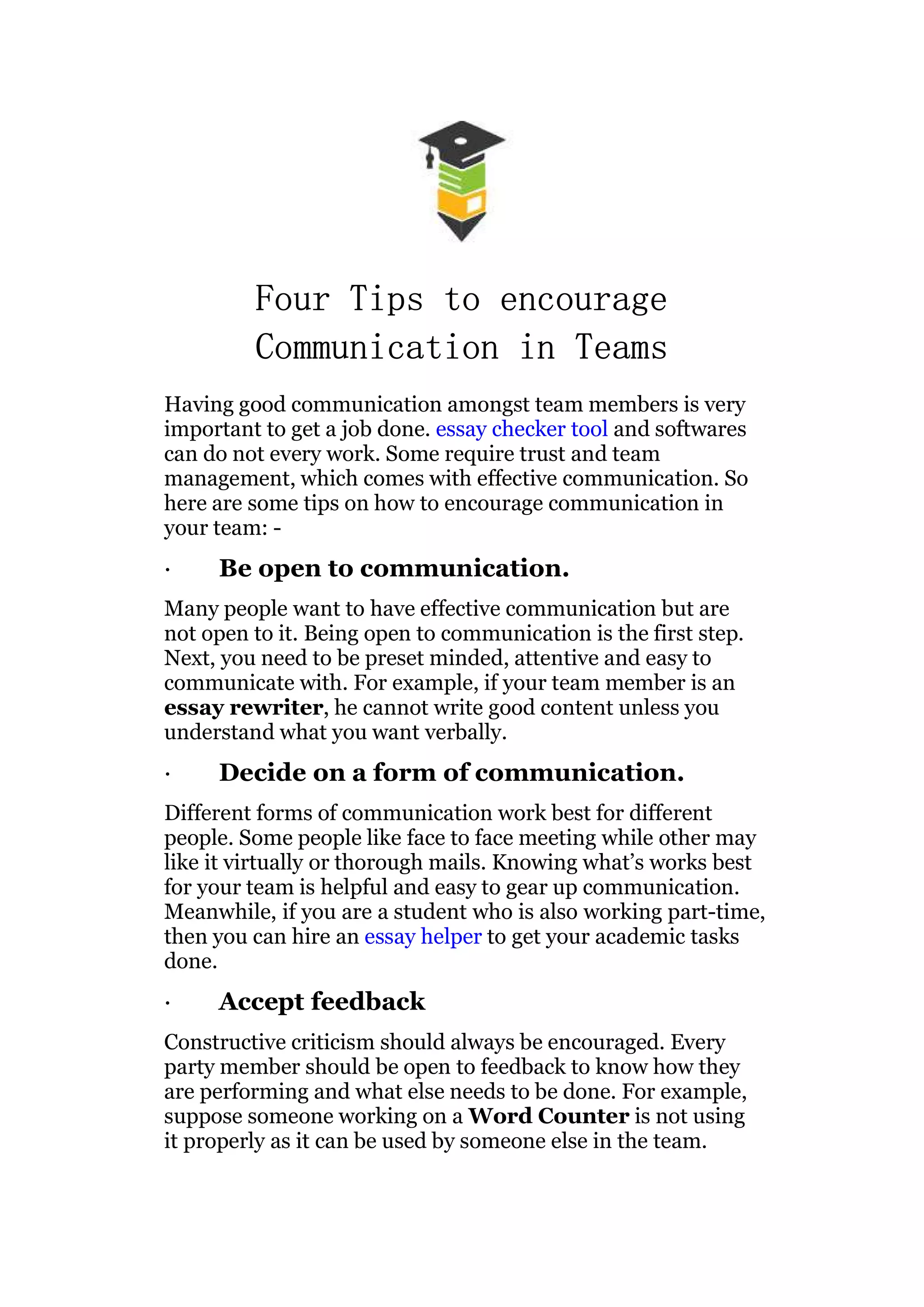 Four tips to encourage communication in teams | PDF